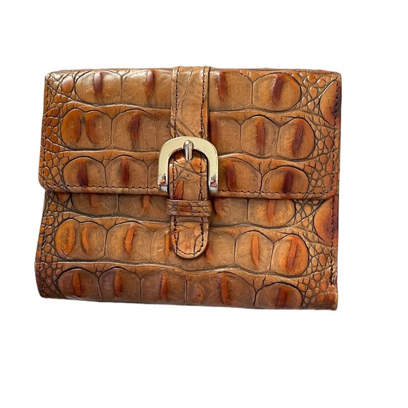 Brahmin | Bags | Brahmin Croc Embossed Leather Mini Brown Wallet | Poshmark